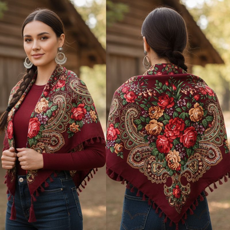 35" x 35" - Floral Scarf (CD-SCARF-5 Wine) | Canadian Distributor Inc.