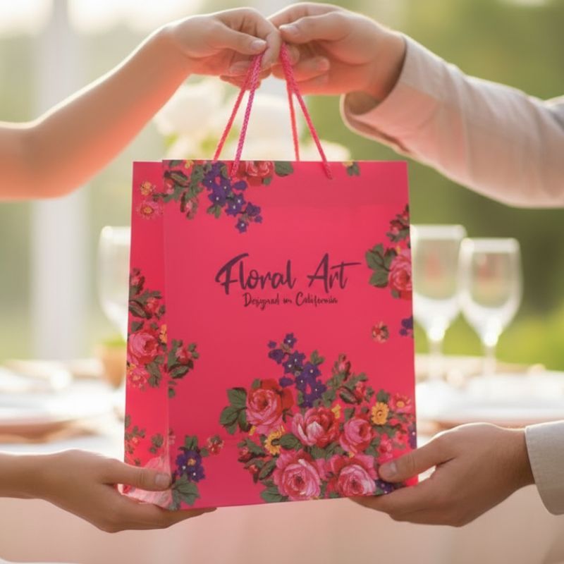 Floral Design Gift Bag, Size-10x13x5 - Pink (Floral 1019) | Canadian ...