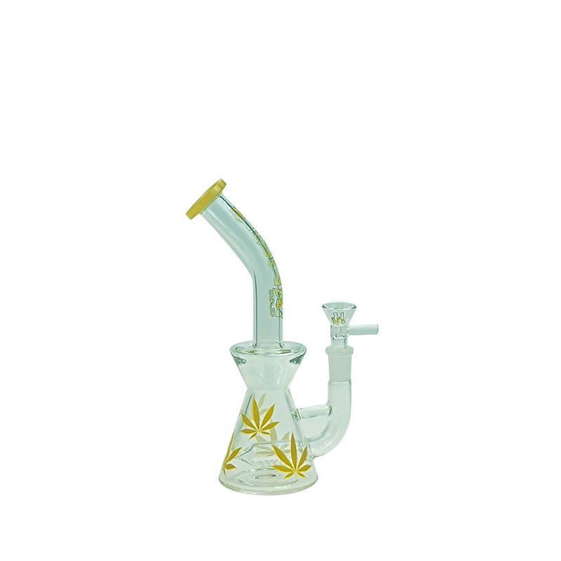 Haze 8.5" Weed Leaf Rig Bent Neck - Jade Yellow (Mini-E) | Canadian ...