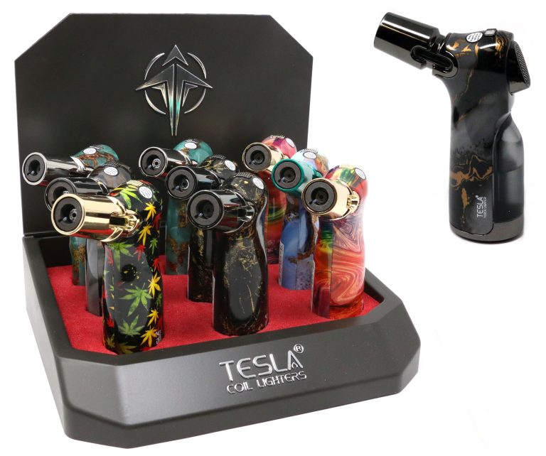 Tesla Single Cigar Torch 4.25” Tall with Cigar Punch & Large ...