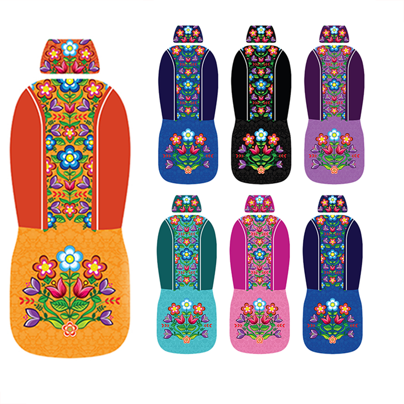 Anishinaabe Colorful, Plush Front Seat Cover Set (9723) | Canadian ...