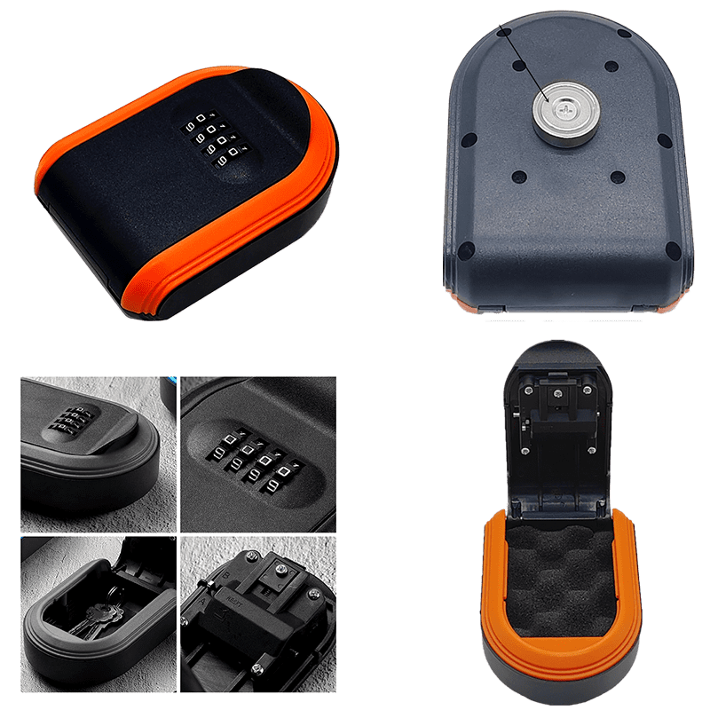Portable Magnetic Key Holder 4 Digit Password Key Box - Black (SMKZ188 ...